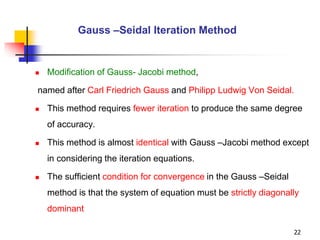 NUMERICAL METHODS -Iterative methods(indirect method) | PPT