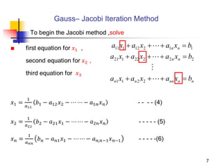 NUMERICAL METHODS -Iterative methods(indirect method) | PPT