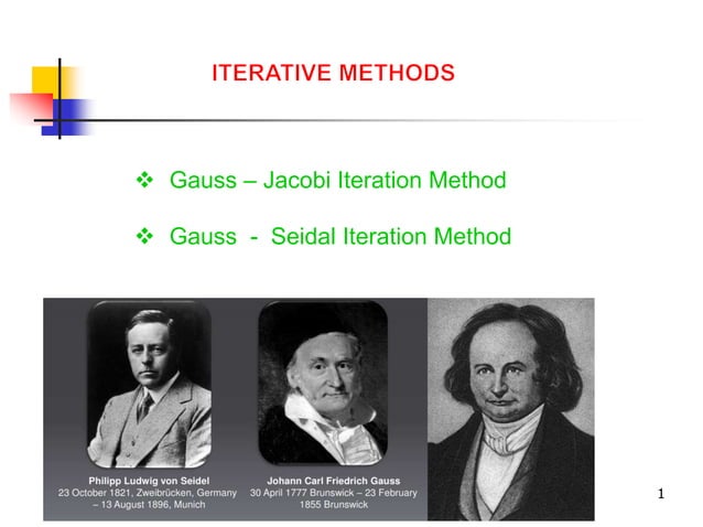 Numerical Methods Iterative Methodsindirect Method Ppt
