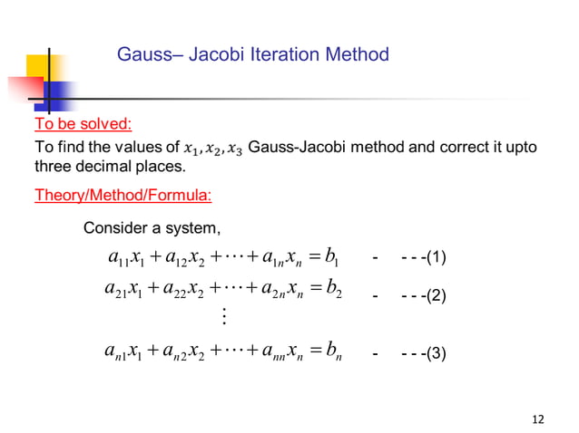 Numerical Methods Iterative Methodsindirect Method
