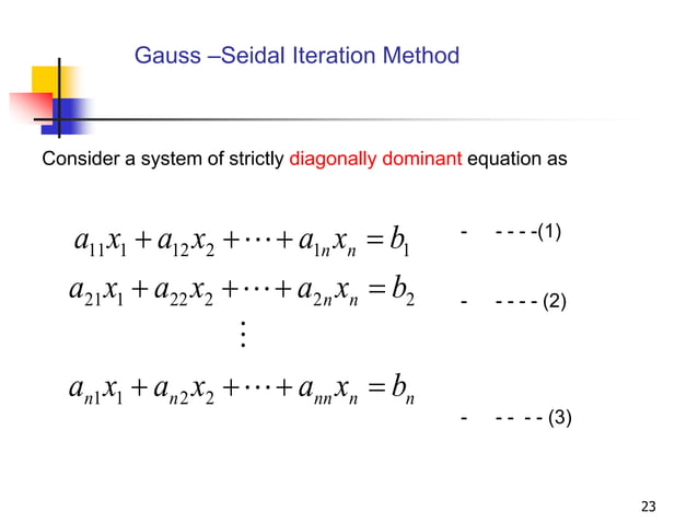 Numerical Methods Iterative Methodsindirect Method