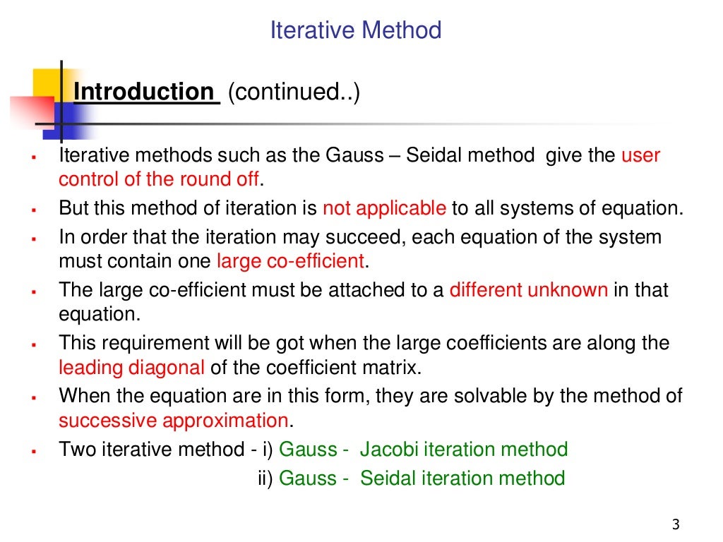 Numerical Methods Iterative Methodsindirect Method 