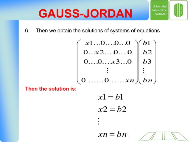 Gauss jordan | PPTX | Programming Languages | Computing