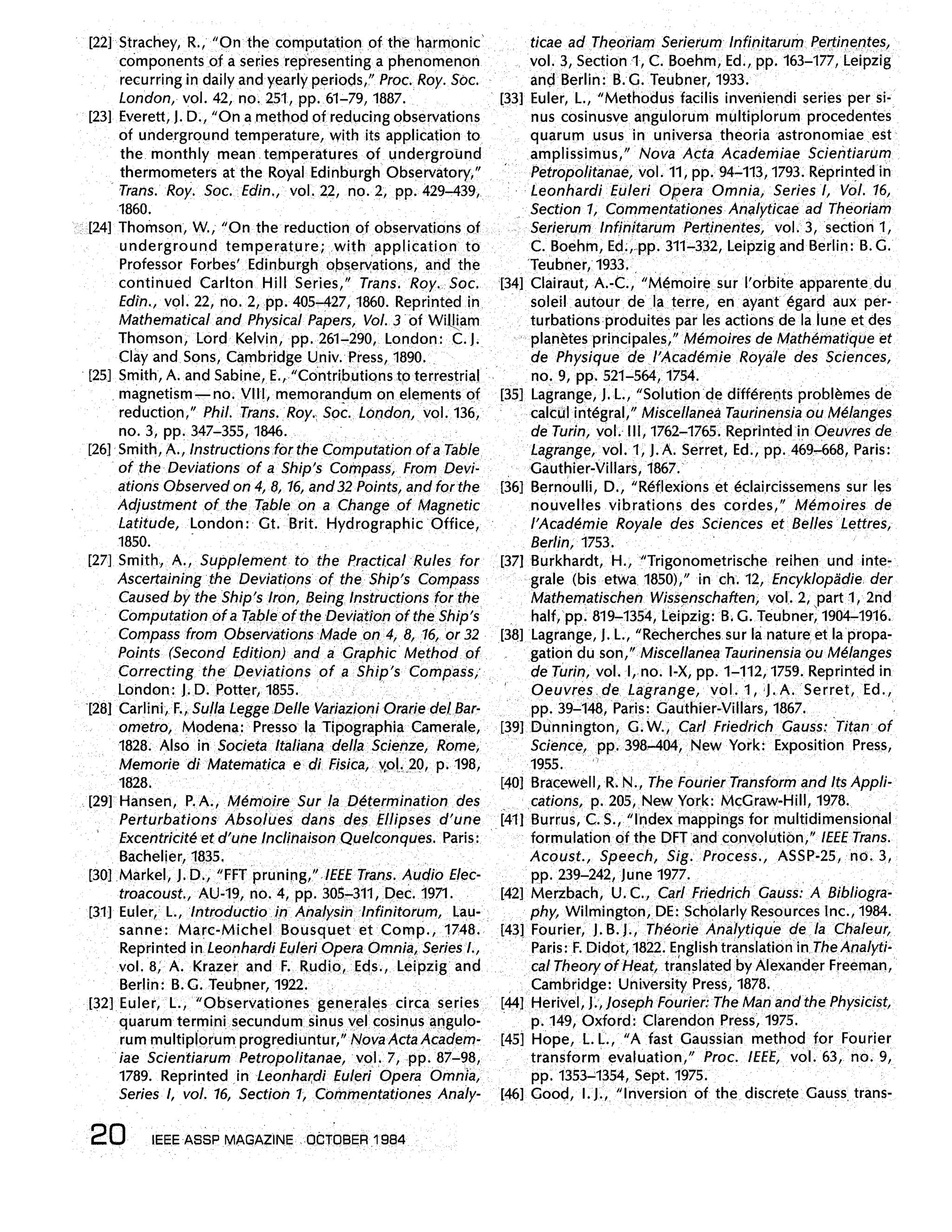 Gauss And The History Of The Fast Fourier Transform Pdf Physics Science