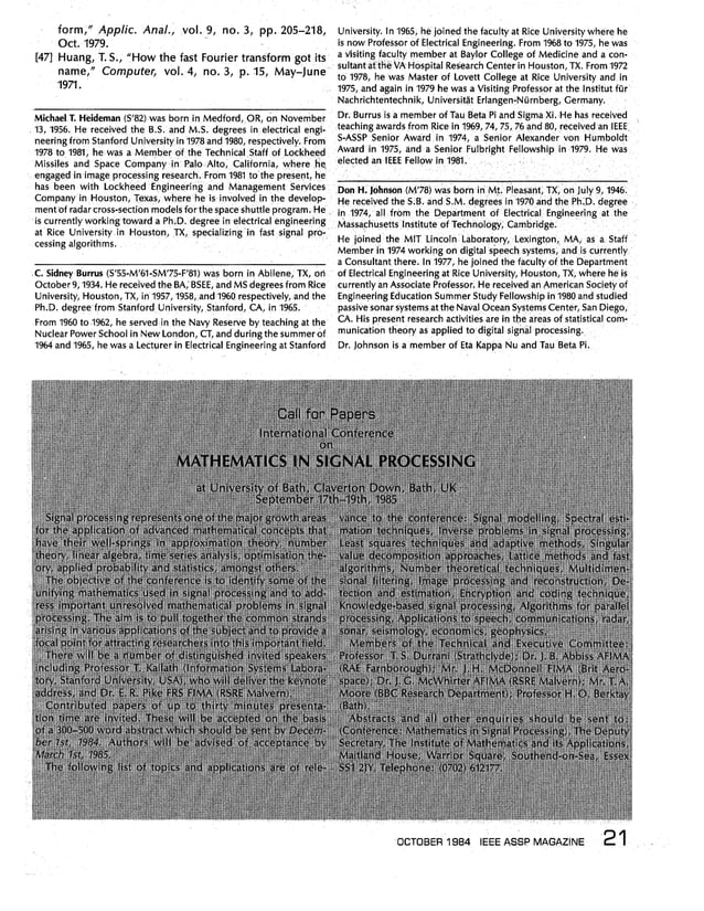 Gauss And The History Of The Fast Fourier Transform Pdf Physics Science