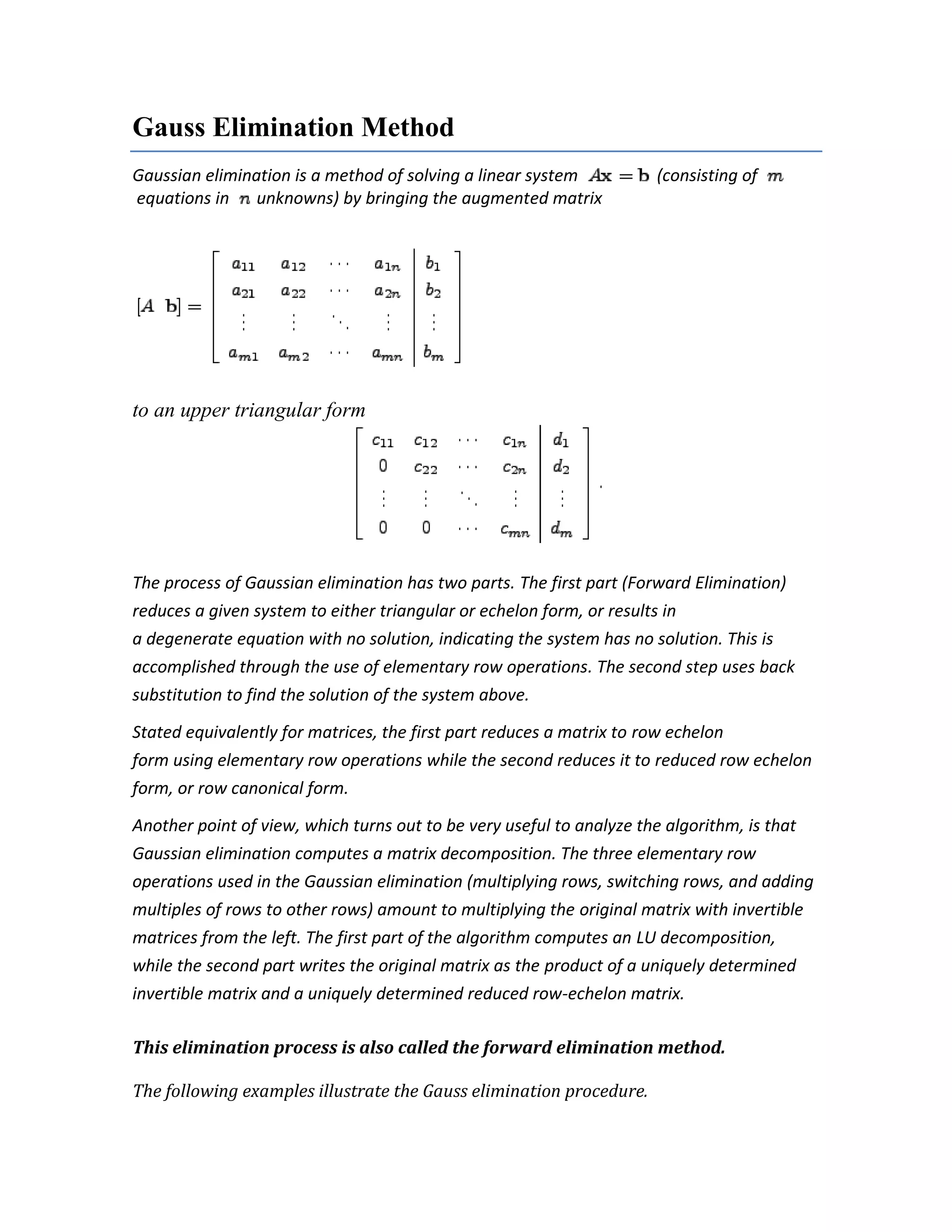 Gauss elimination method | DOCX