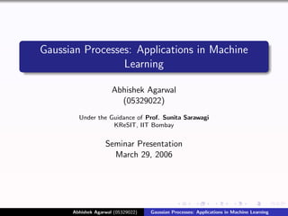Gaussian Processes: Applications in Machine Learning | PDF