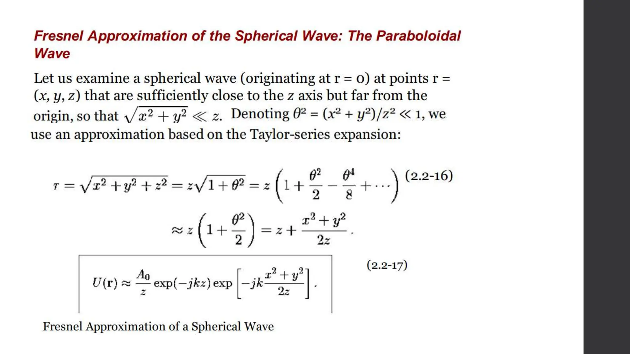 Gaussian_Beam_fresnel approximation and mathematical expression | PPT