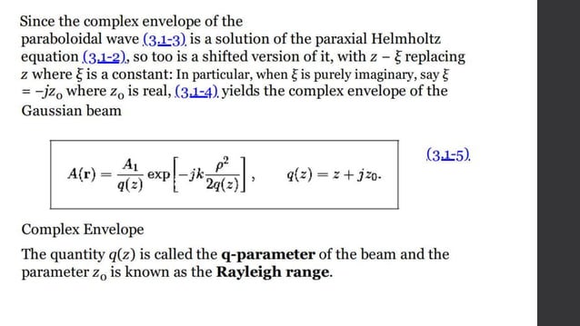 Gaussian_Beam_fresnel approximation and mathematical expression | PPTX