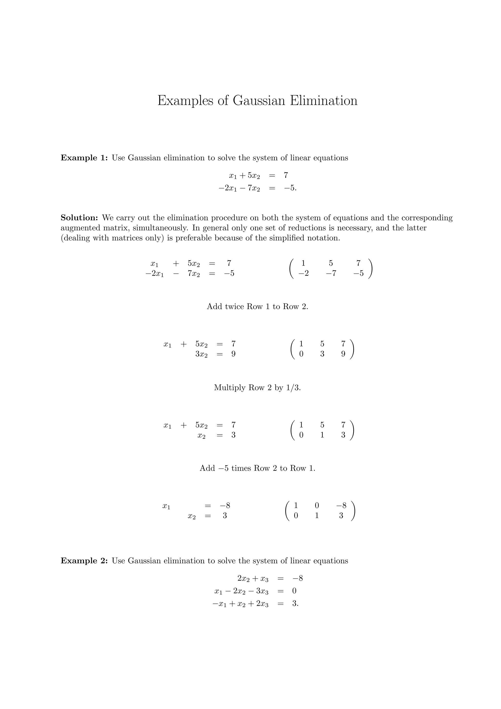 Gaussian Elimination Pdf
