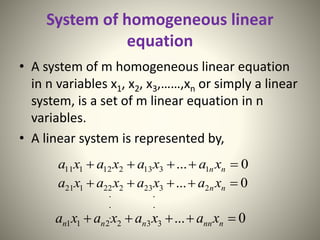 Gaussian elimination method & homogeneous linear equation | PPTX