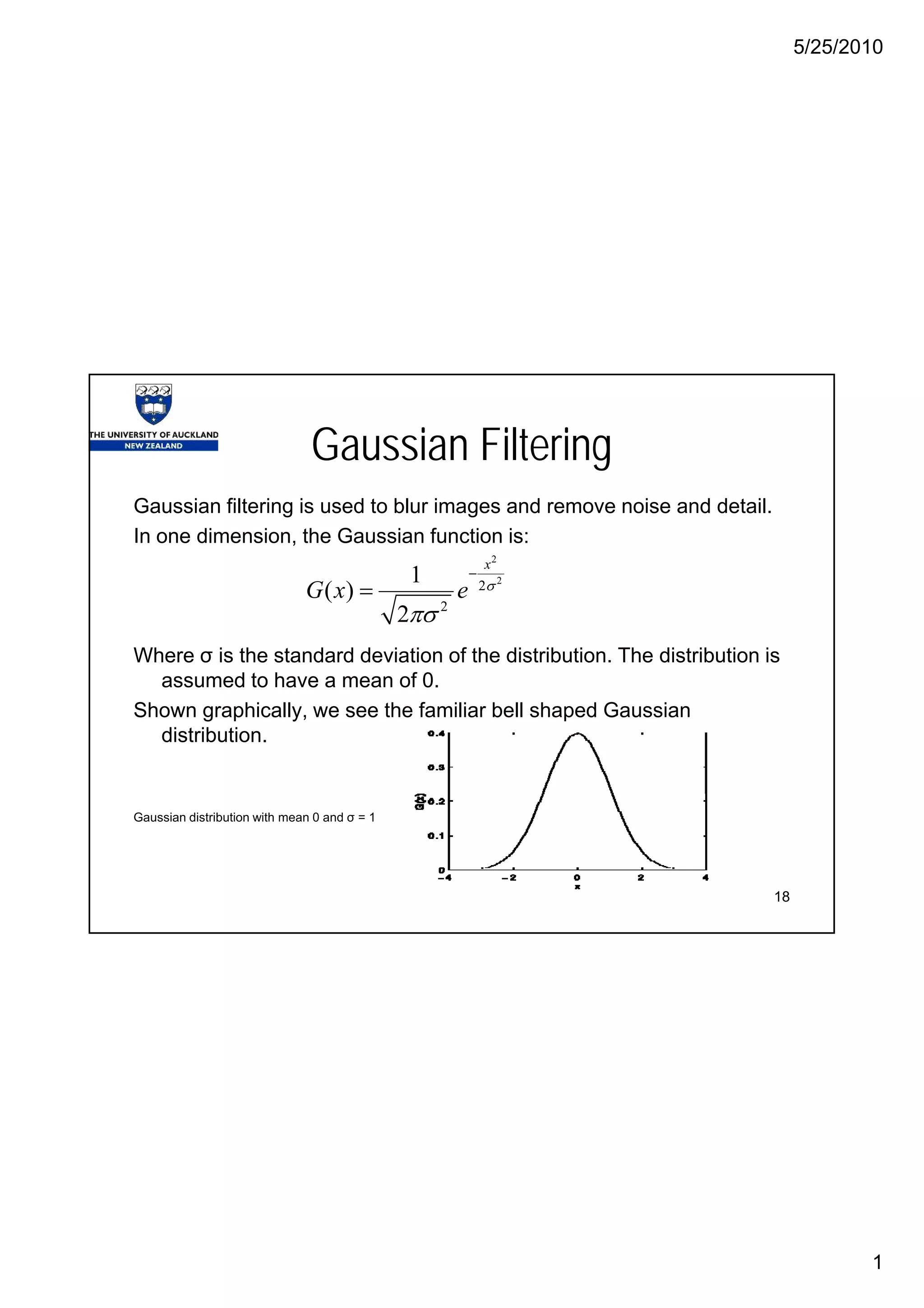 Gaussian filtering 1up | PDF | 3-D Graphics | Computer Software and ...