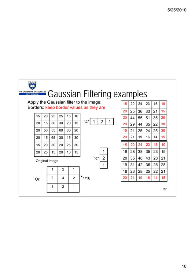 Gaussian filtering 1up | PDF