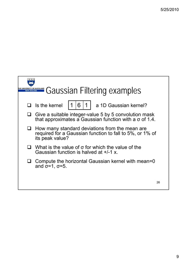 Gaussian filtering 1up | PDF