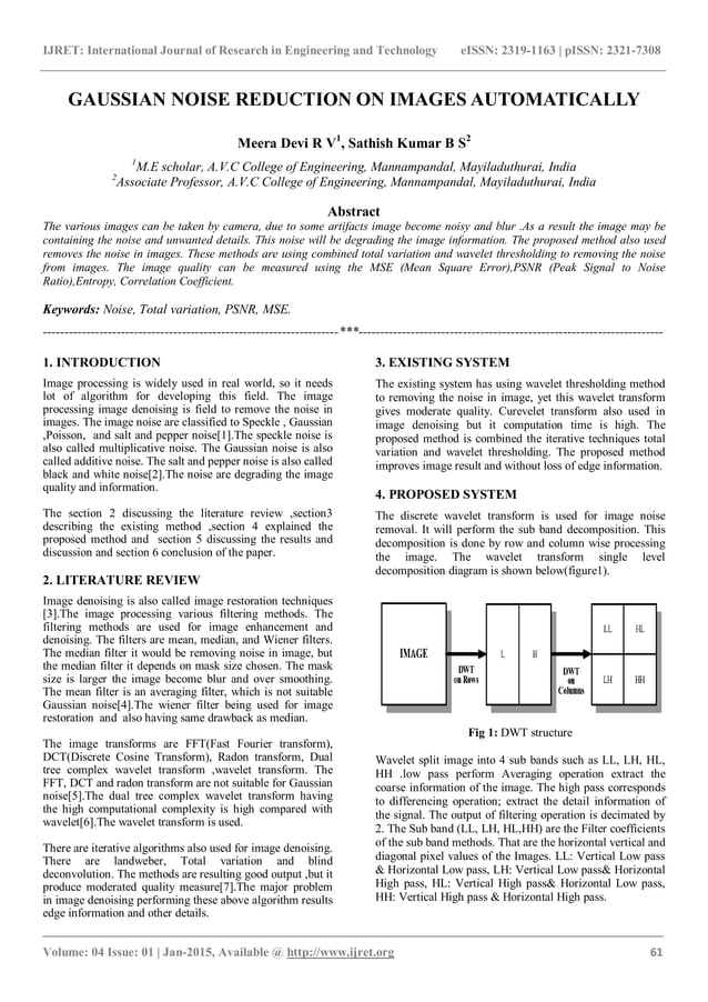 Gaussian noise reduction on images automatically | PDF