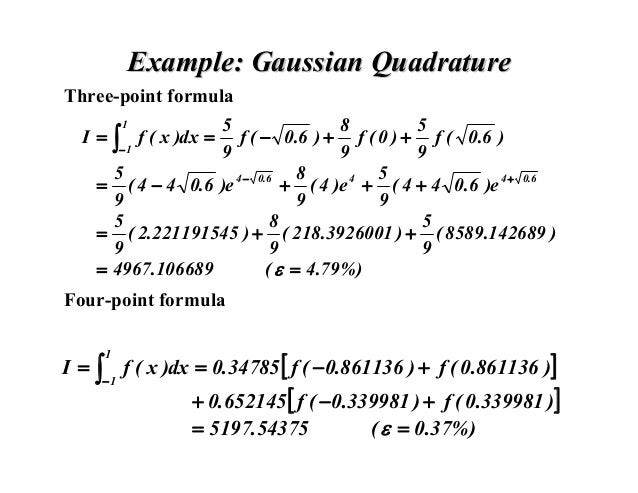 Gaussian quadratures