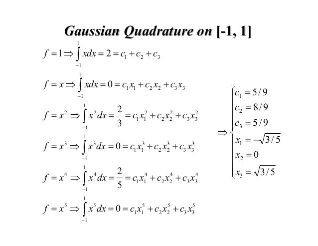 Gaussian quadratures