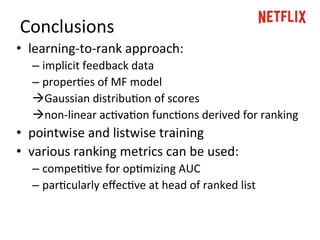 Gaussian Ranking by Matrix Factorization, ACM RecSys Conference 2015 | PDF