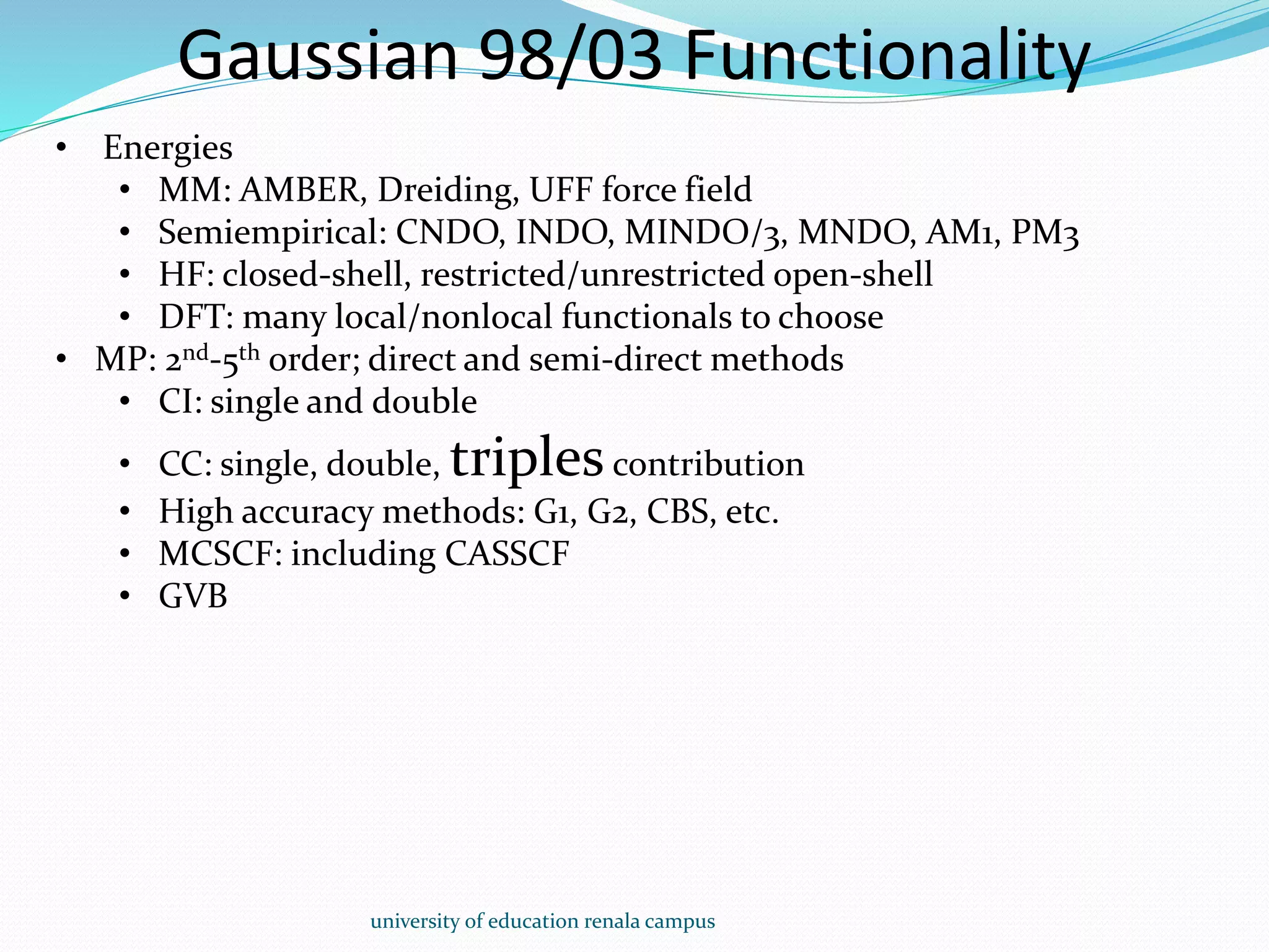 Gaussian software | PPTX
