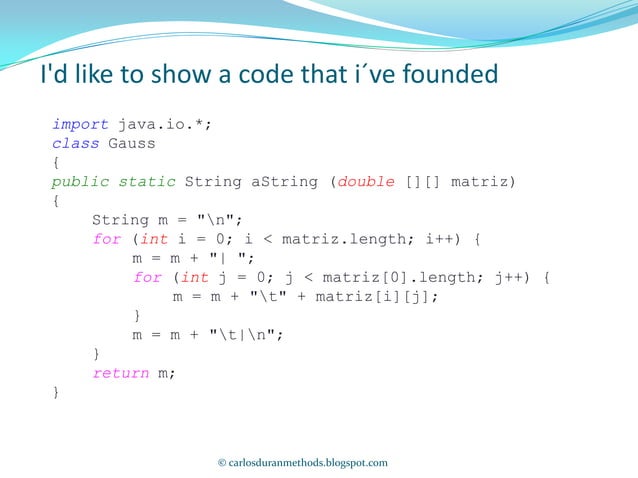 Gauss in java | PPTX