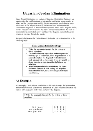 Gauss jordan | PDF