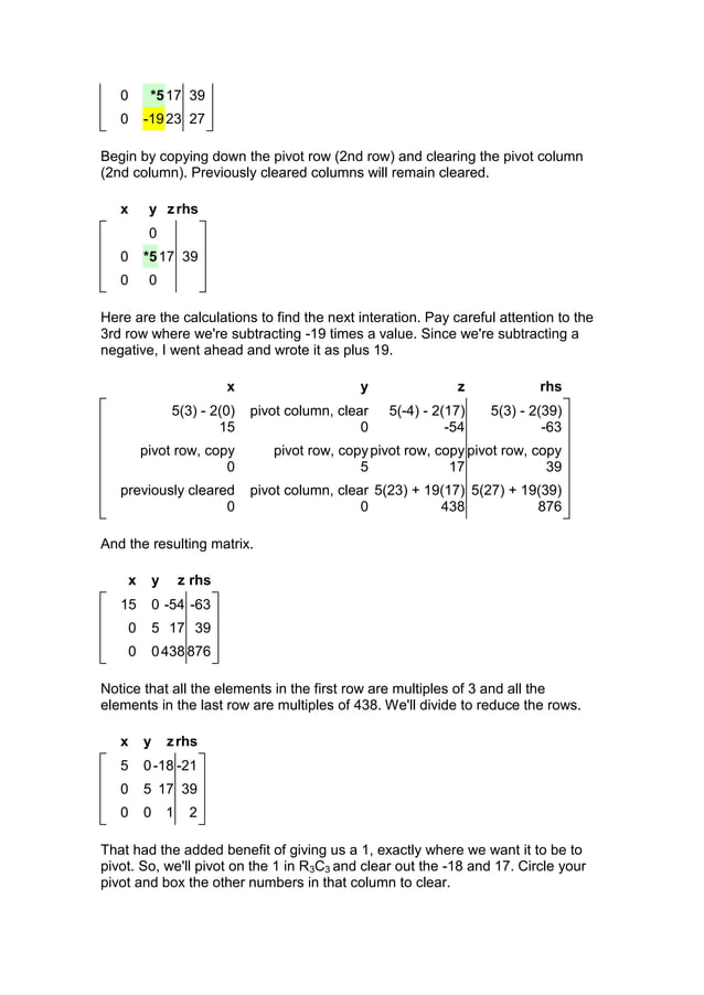 Gauss Jordan Elimination Through Pivoting Pdf