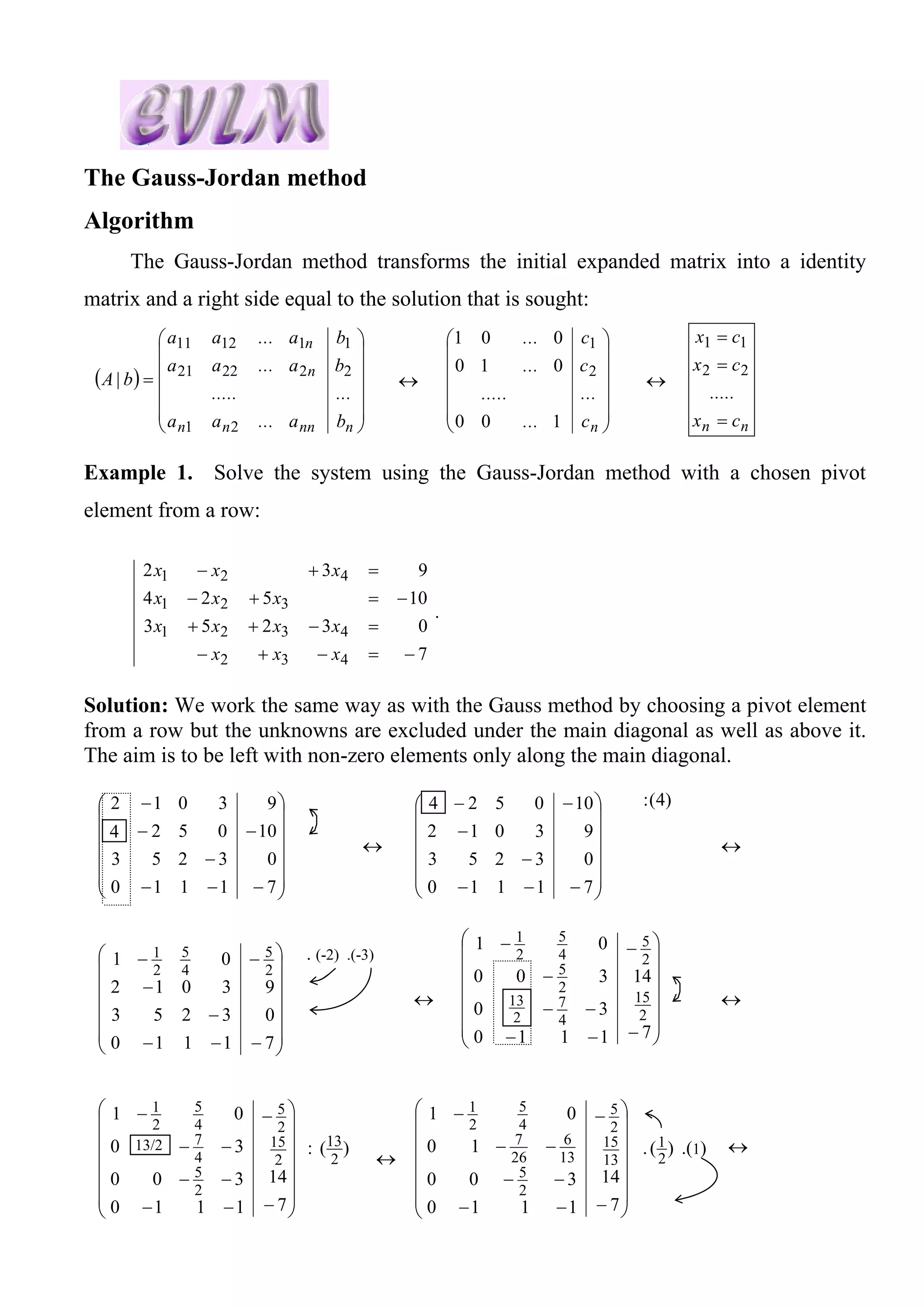 Gauss Jordan Method | PDF