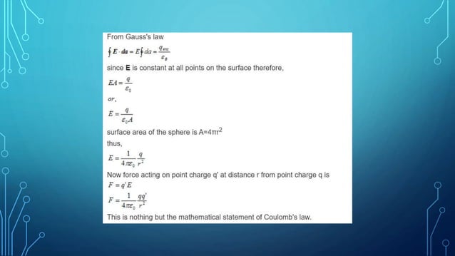 Gauss law | PPTX | Physics | Science
