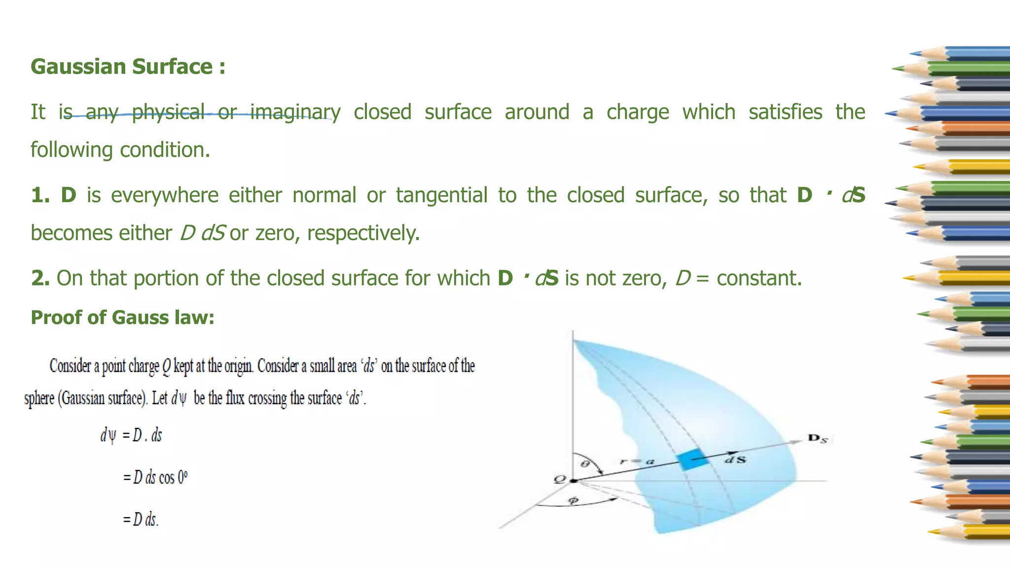 Gauss law and its Applications | PPTX | Physics | Science