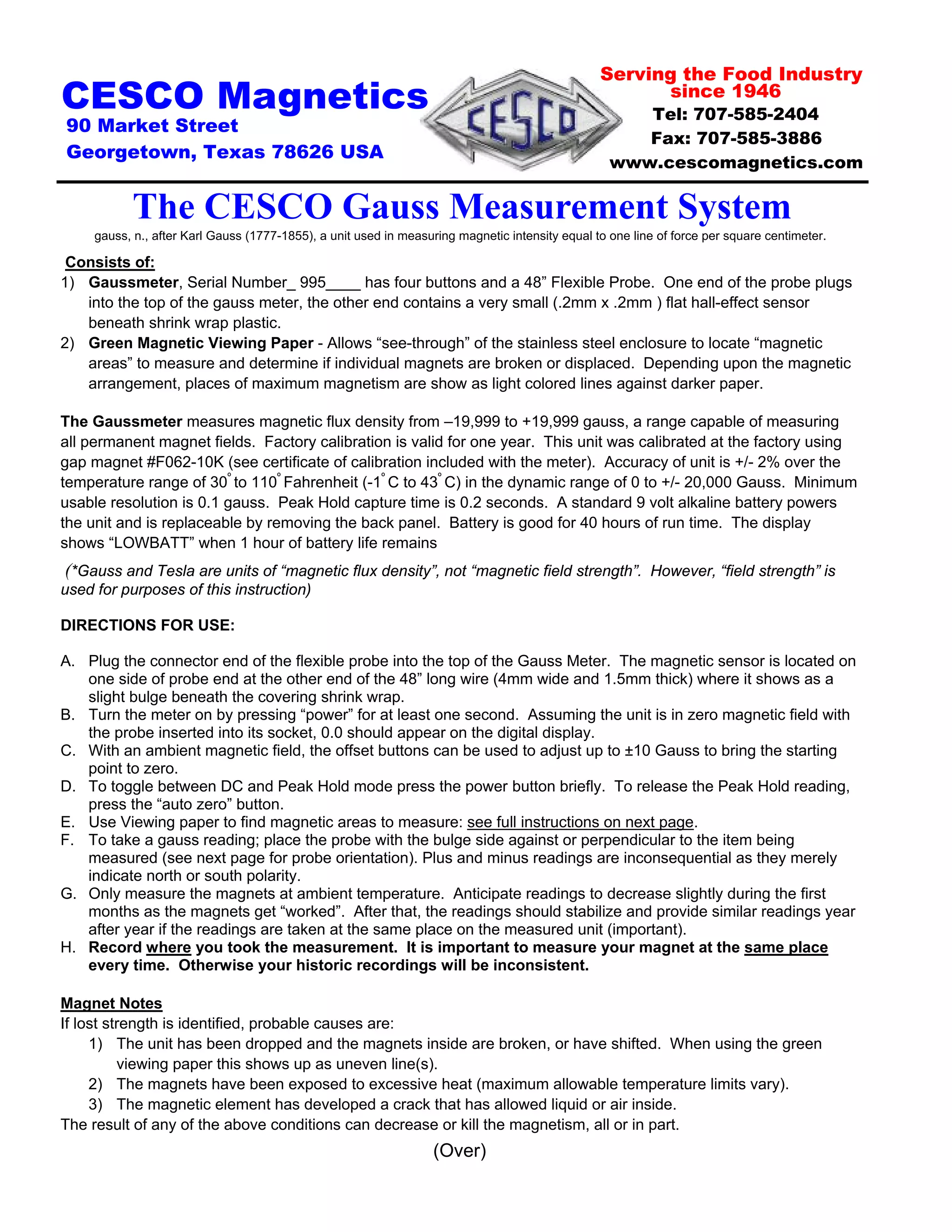 Gaussmeter | PDF