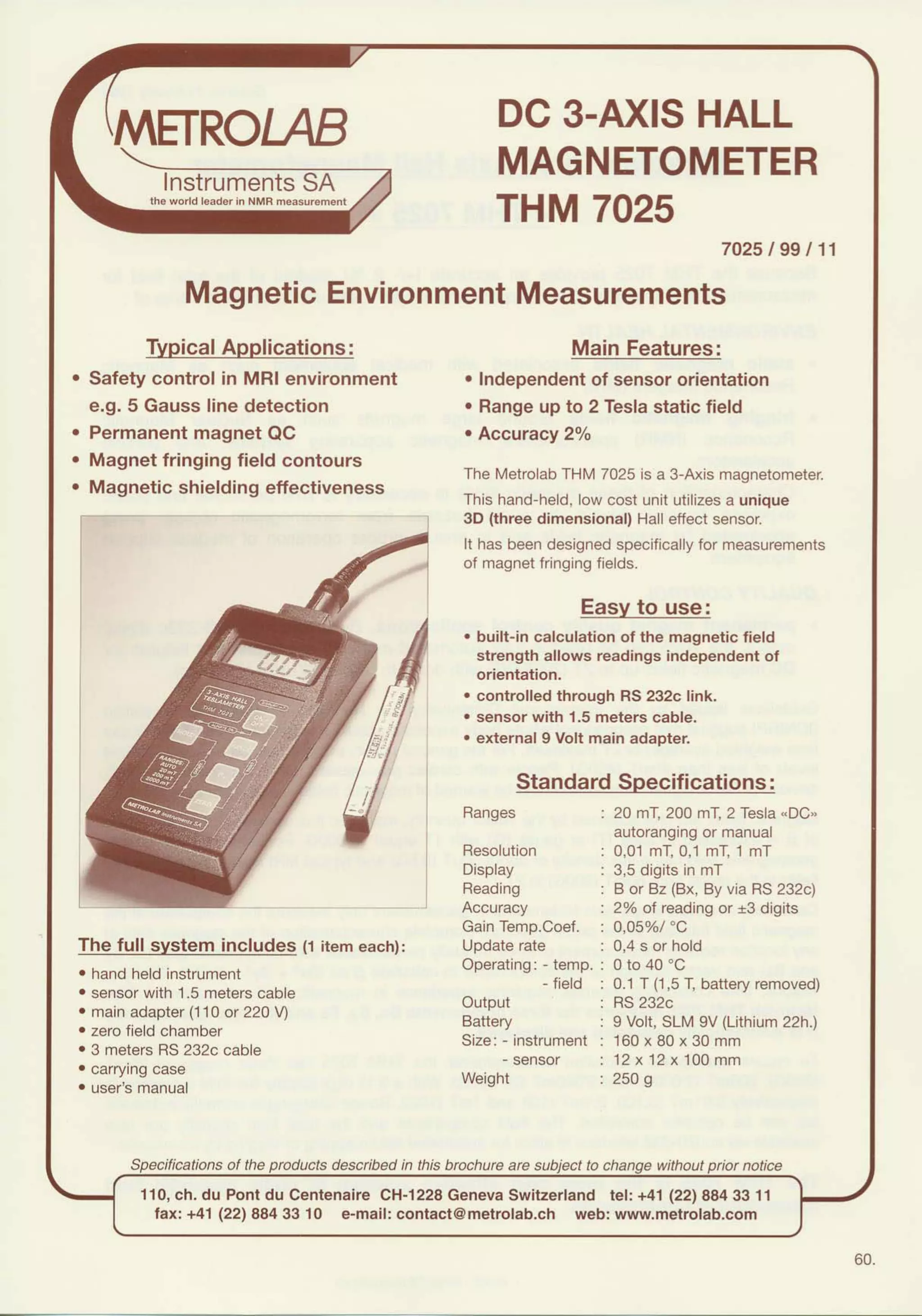 Gaussmetro thm7025 data sheet | PDF