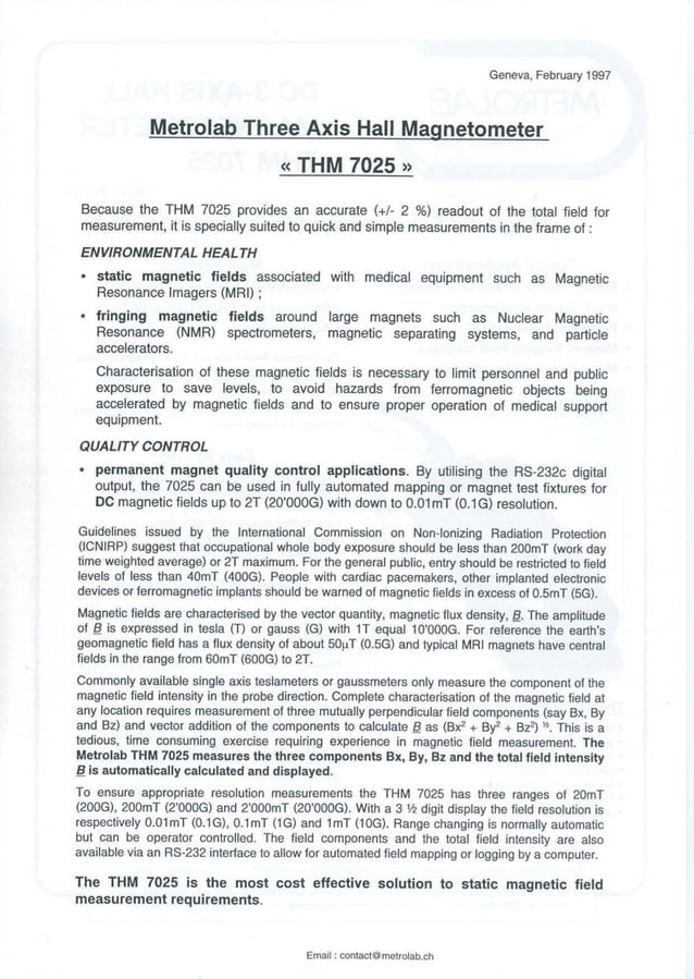 Gaussmetro thm7025 data sheet | PDF