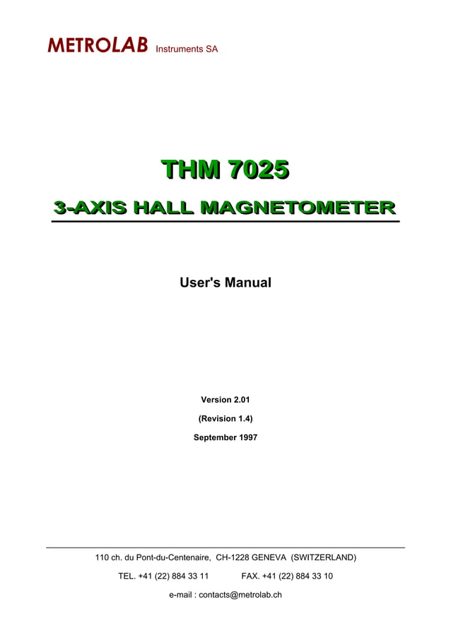 Gaussmetro thm7025 user manual | PDF