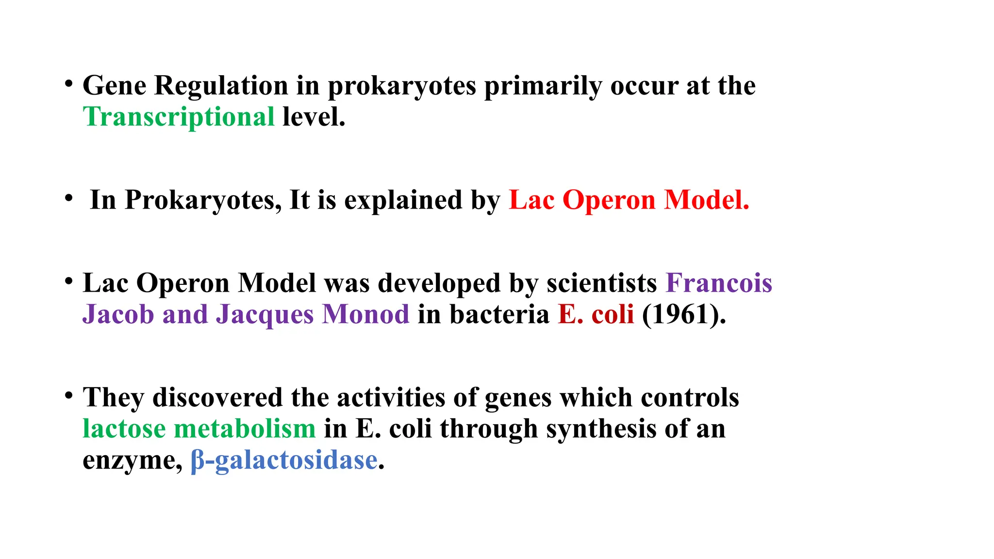 Gene regulation in Prokaryotes ( Lac Operon Model).pptx