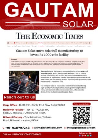 Gautam Solar - Solar Panel Manufacturers | PDF