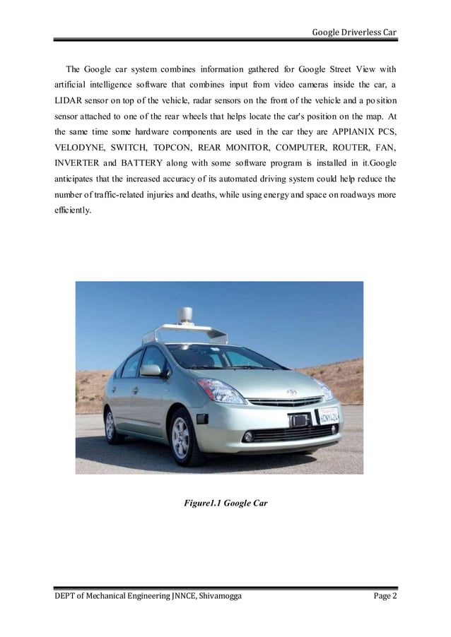 Google driverless car technical seminar report (.docx) | DOCX ...