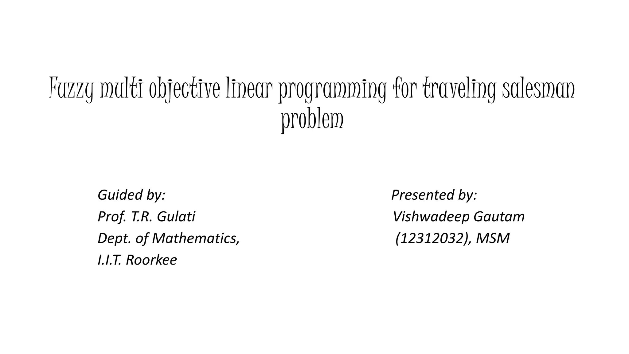 Traveling Salesman Problem | PPTX