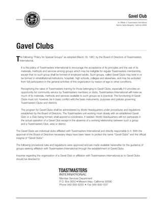 Gavel club kit | PDF