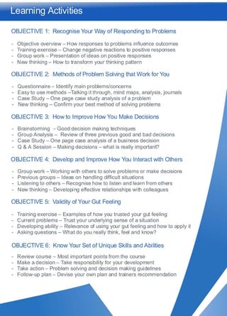 Gavigan Consulting - Problem Solving and Decision Making Skills Course ...