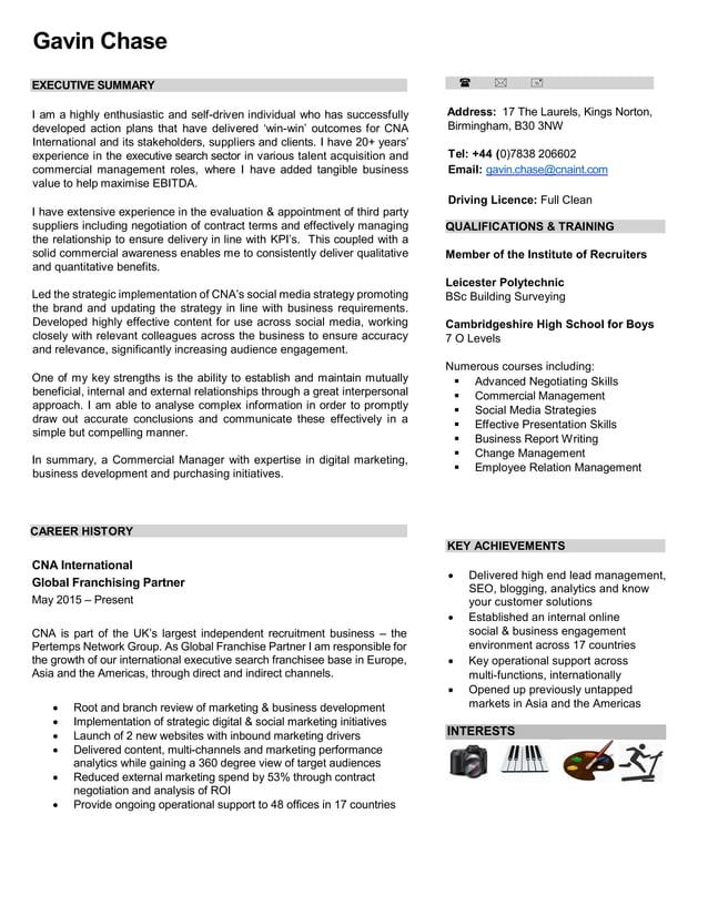 Gavin chase cv 2016 | PDF