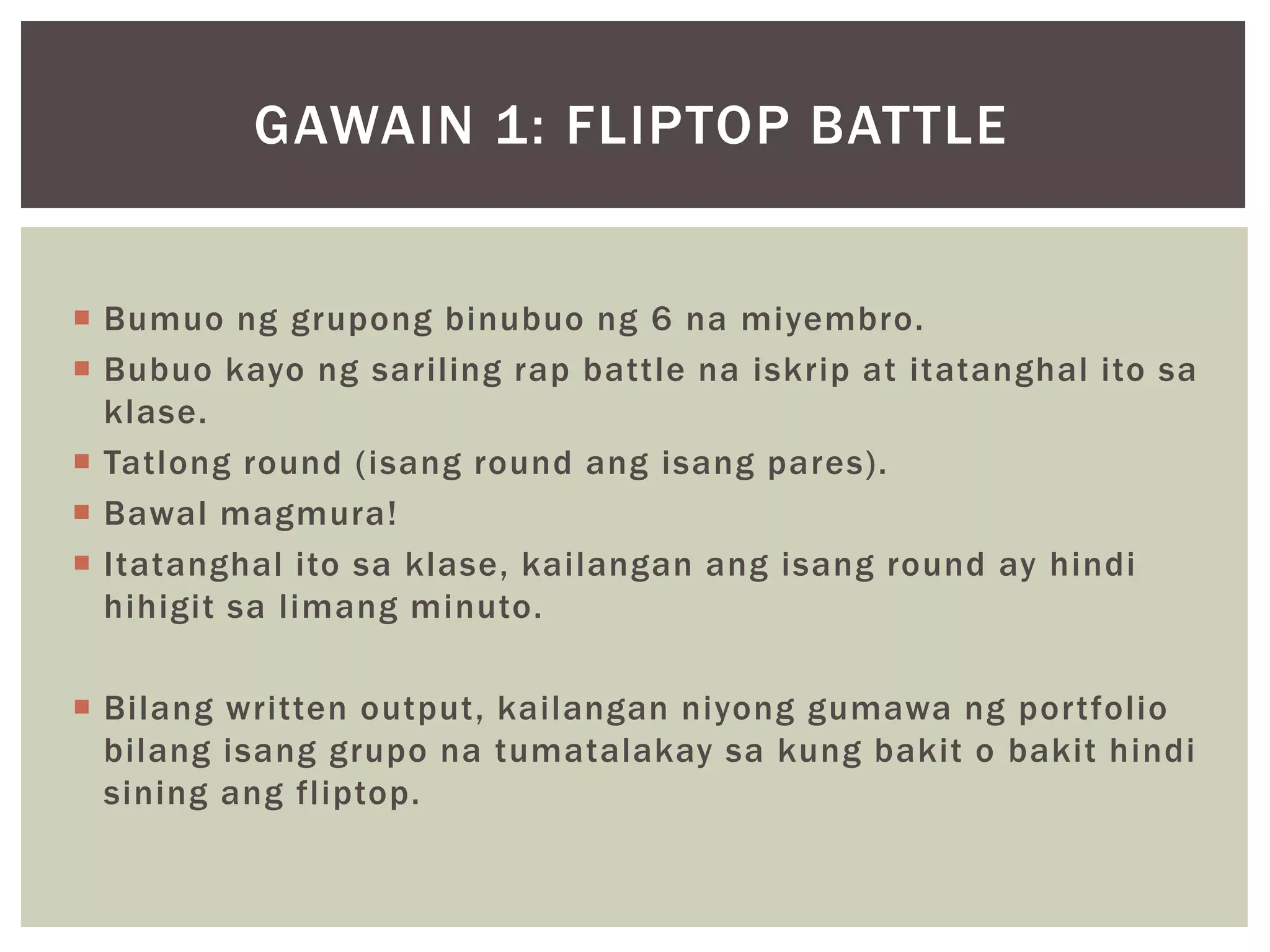Gawain 1 fliptop battle | PPTX
