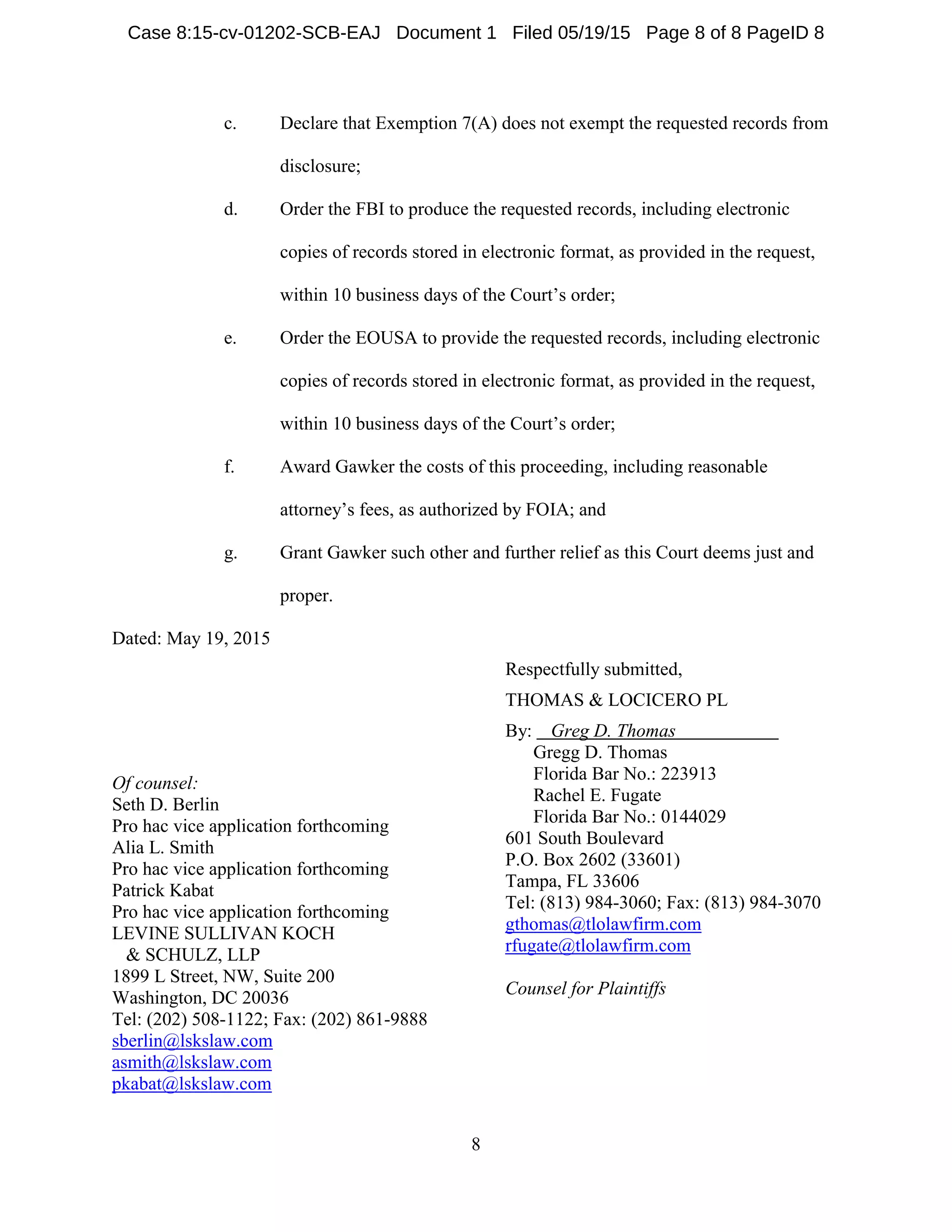 Gawkers foia-complaint | PDF