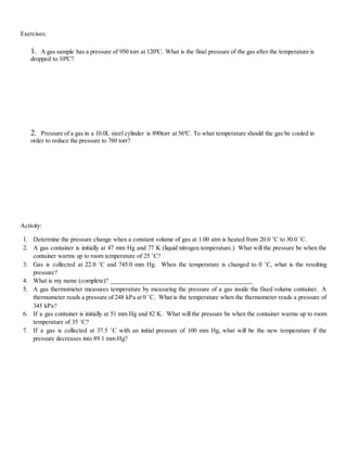 Gay lussac's law handouts | DOCX