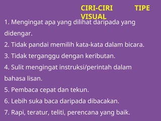 macam-macam Gaya belajar audio, visual, kinestetik | PPT