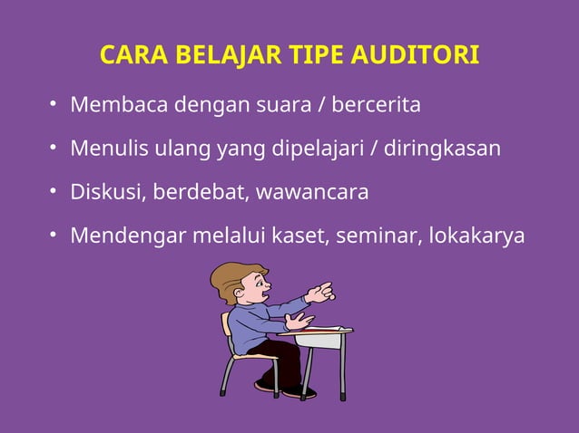 macam-macam Gaya belajar audio, visual, kinestetik | PPT