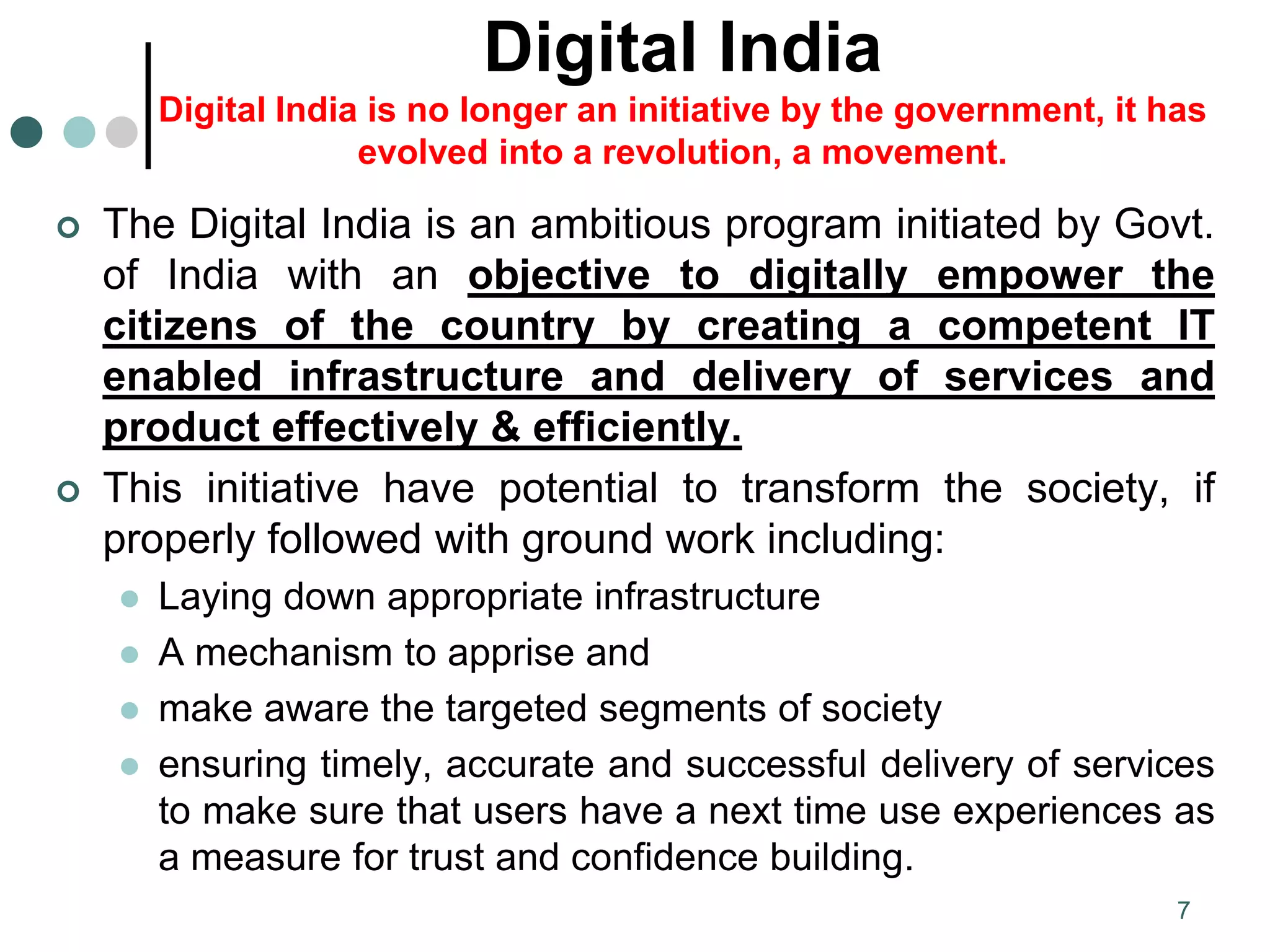 Digital India: Use of Technology For Transforming Society | PPT
