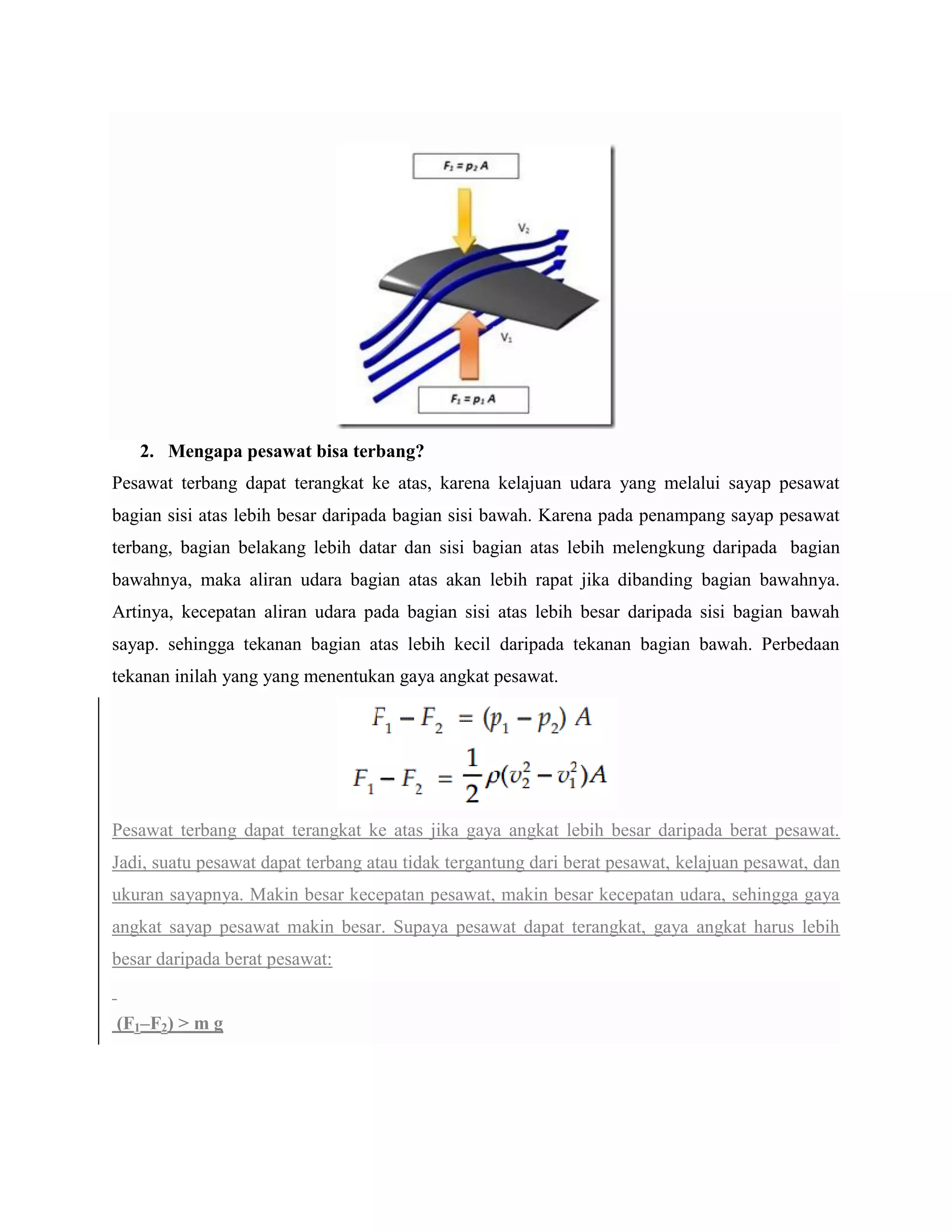 Gaya angkat pesawat dan bernaulli | PDF