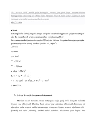 Gaya angkat pesawat dan bernaulli | PDF