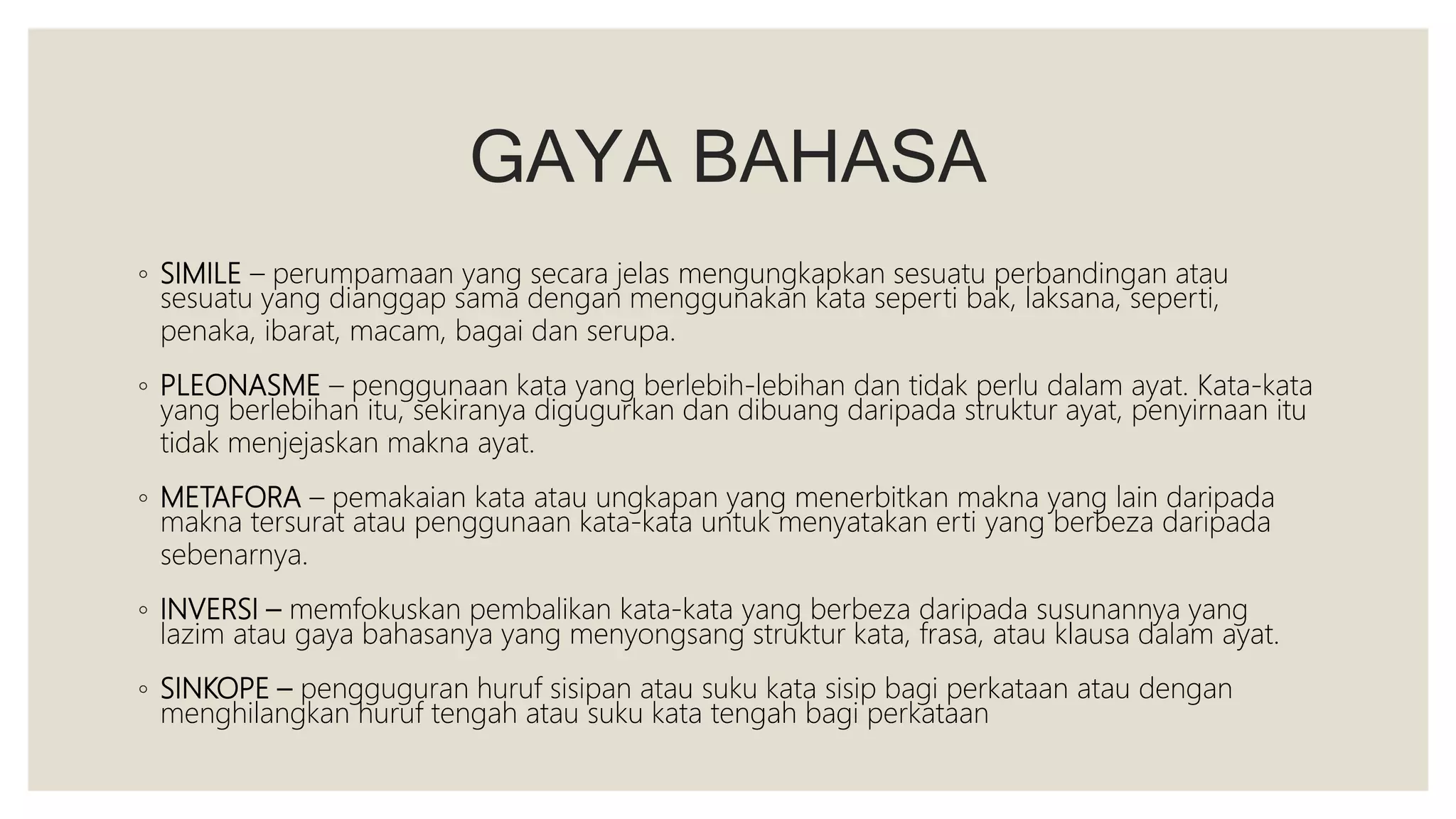 Penggunaan Gaya Bahasa dalam Drama-drama Kemala | PPTX