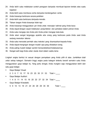 Gaya belajar kuis | DOCX